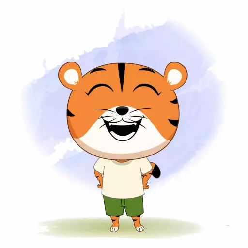 A laughing tiger animated vector cartoon character art