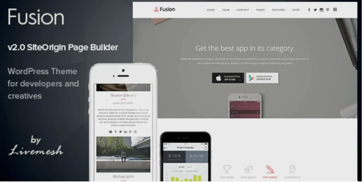 Fusion Pro – Mobile App Landing WordPress Theme