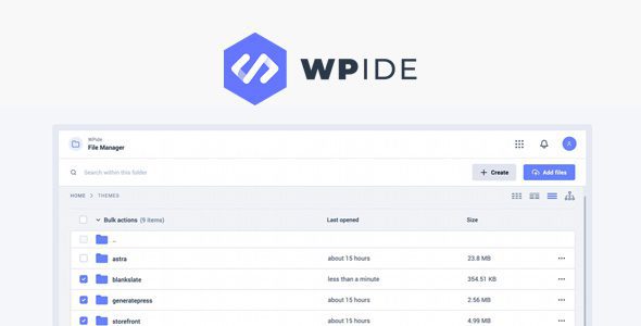 WPIDE Premium - Powerful File Manager & Code Editor for WordPress