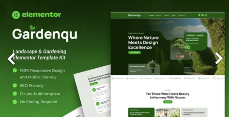 Gardenqu - Landscape & Gardening Elementor Template Kit