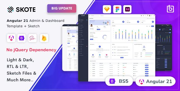 Skote – Angular 18 Admin Dashboard Template + Sketch