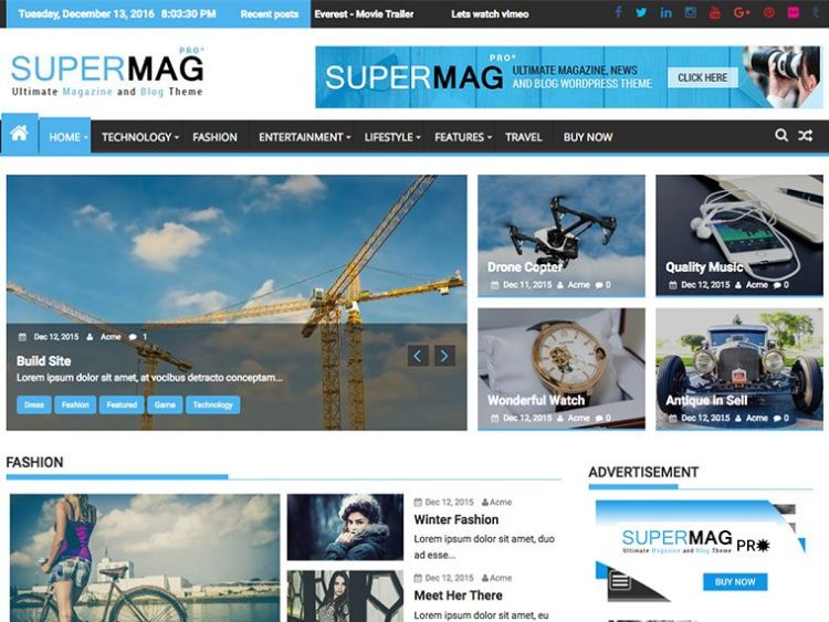 SuperMagPro – Premium, Ultimate Magazine, News and Blog WordPress Themes