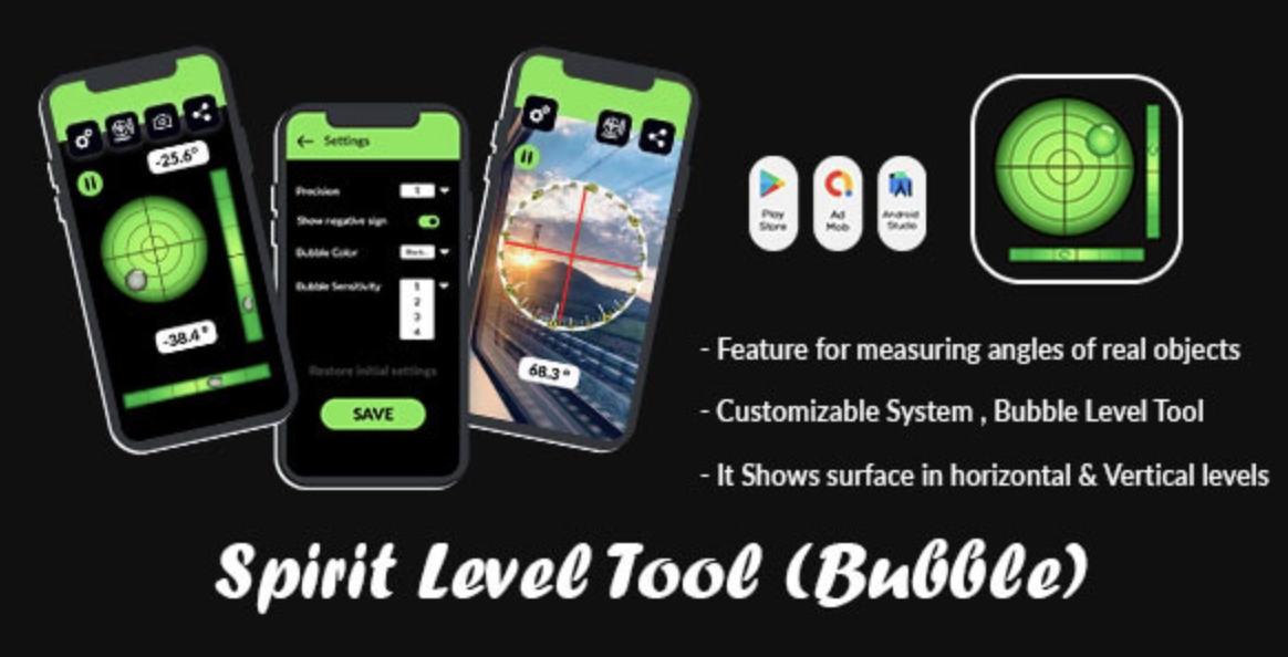 Bubble Level Tool - Level Tool Ruler - Spirit Level - Surface Level - Pocket Bubble Level - Tool App