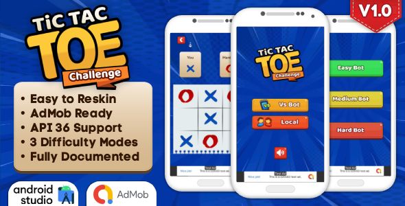 Tic Tac Toe Challenge - Puzzle Game Android Studio Project with AdMob ...