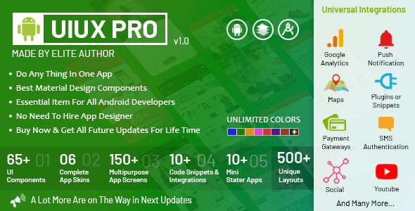 UIUX PRO - Android Material Design UI Components, App Screens, Code ...
