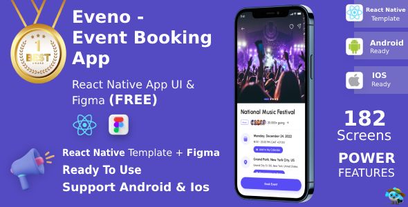 All Event Booking App | UI Kit | React Native Expo | Figma FREE | Life ...