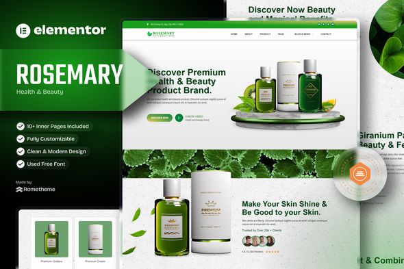 Rosemary - Health & Beauty Brand Elementor Template Kit