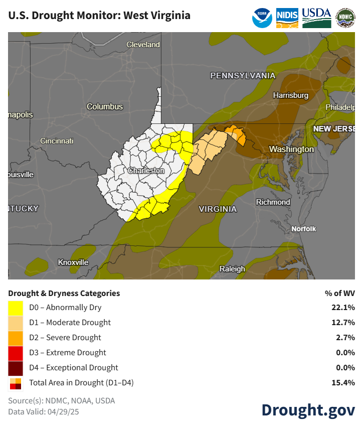 May 2025 Drought Outlook shows Eastern Panhandle drought conditions ...