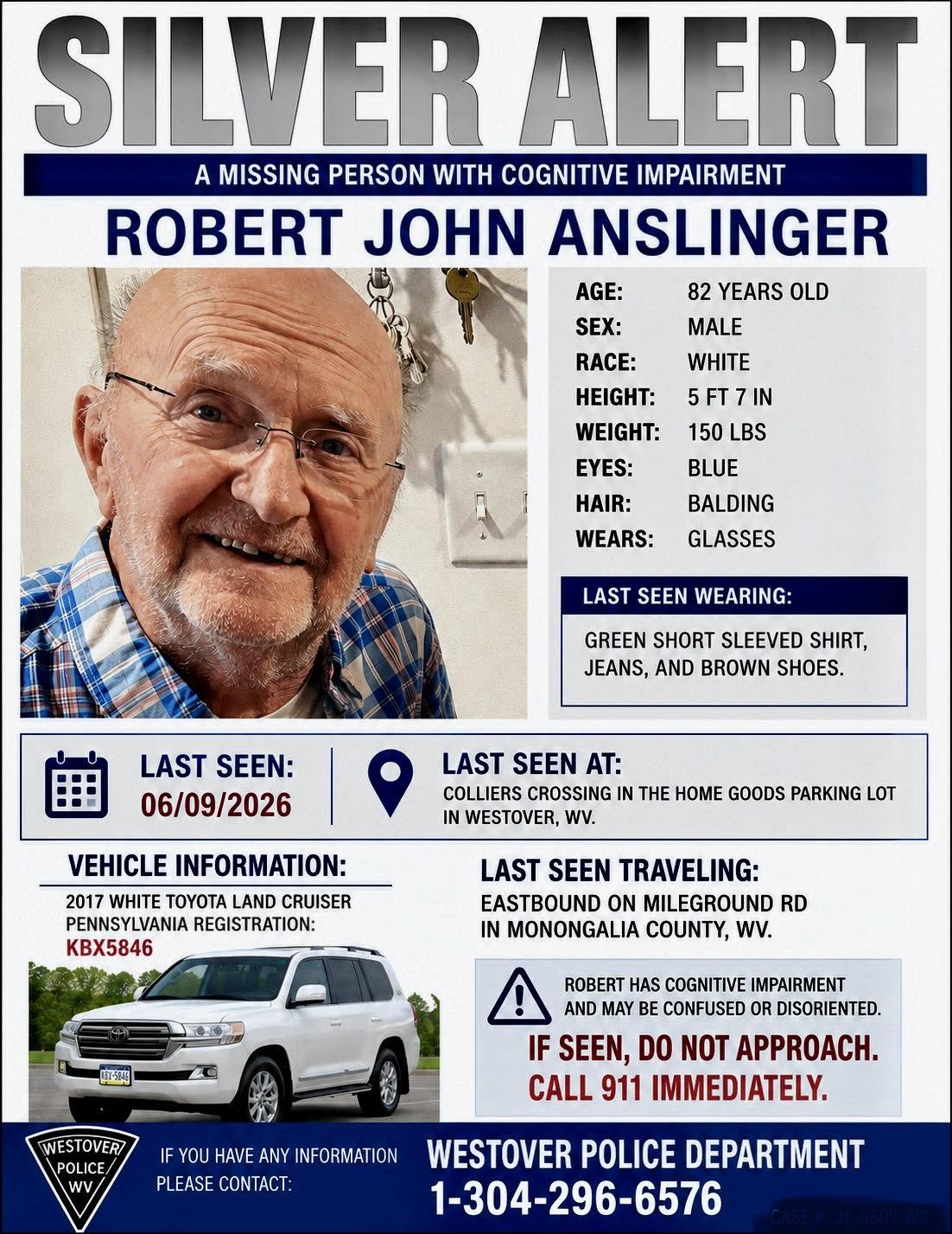 UPDATE: Silver Alert cancelled after Westover man found safe - WV MetroNews